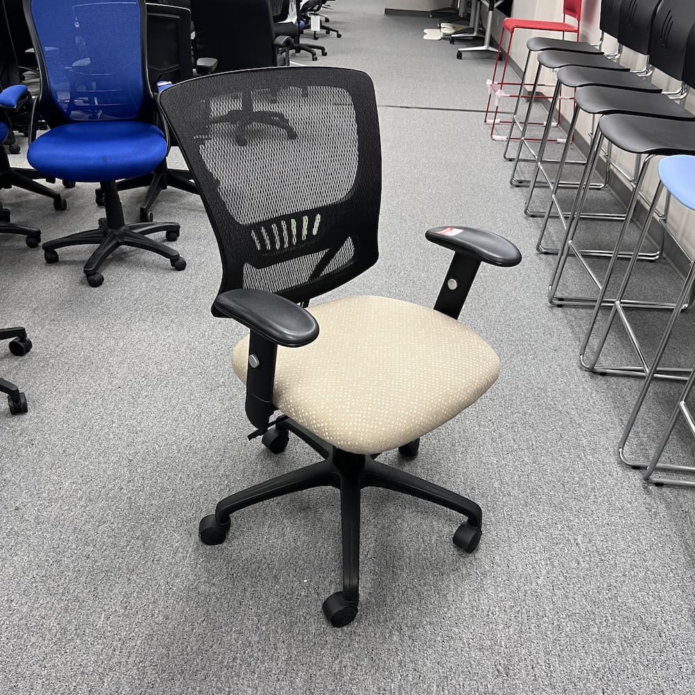 Office Star EM Series Beige Upholstery and Black Mesh Back Task Chair ...