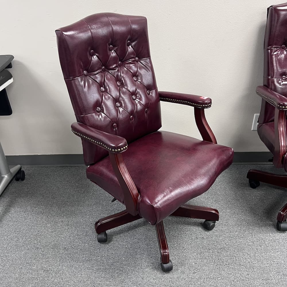 Burgundy and Mahogany Traditional High Back Executive Chair | Office ...