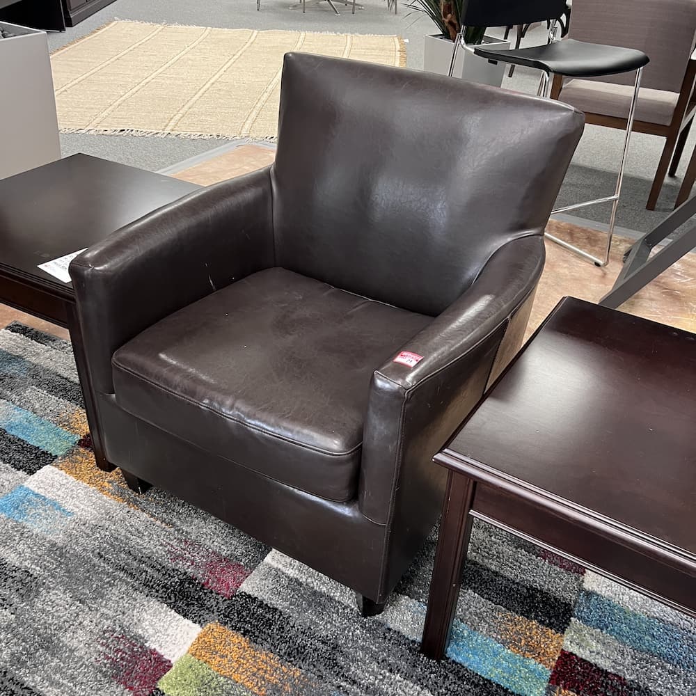 Dark Brown Espresso Vinyl Lounge Chair | Office Furniture Liquidations