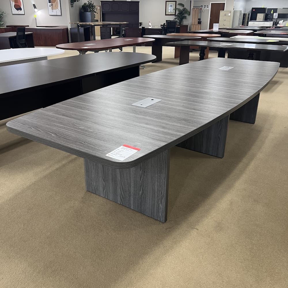 12 Ft x 4 Ft Newport Gray Laminate Boat Shaped Conference Table ...