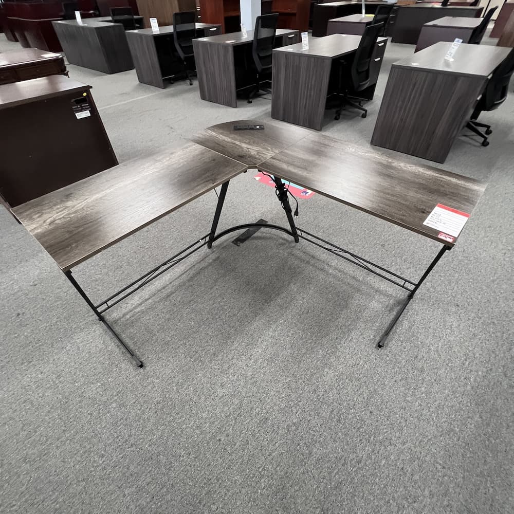 51" x 51" Walnut MDF L-Desk | Office Furniture Liquidations