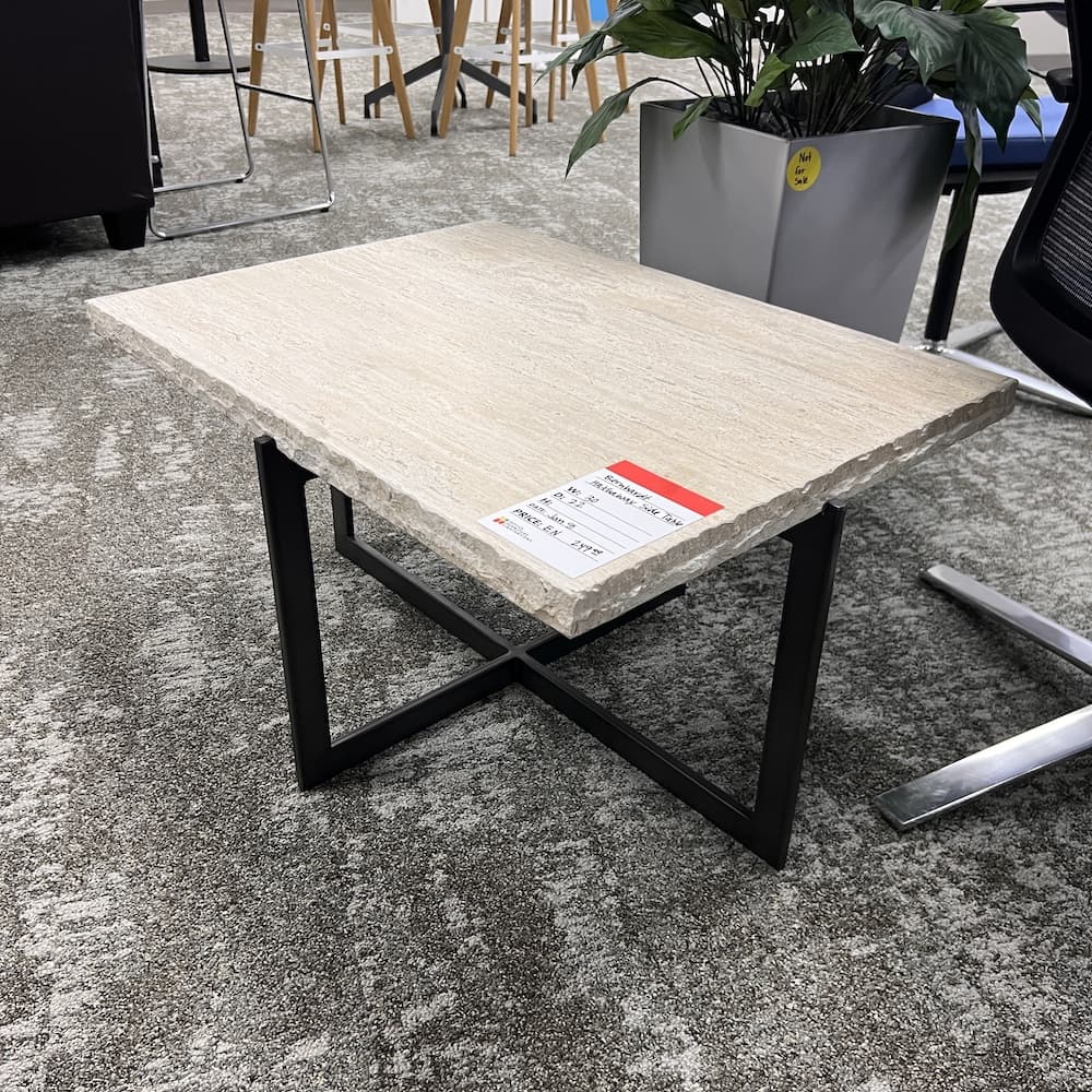 30" x 22" Bernhardt Hathaway Beige Stone and Black Metal Base Rectangle ...