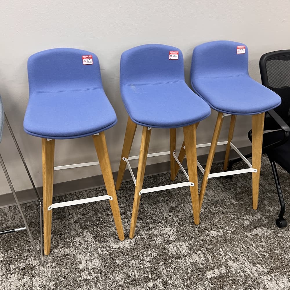 Set of 2 - Orange Box Cubb Blue and Oak Bar Height Stool | Office ...