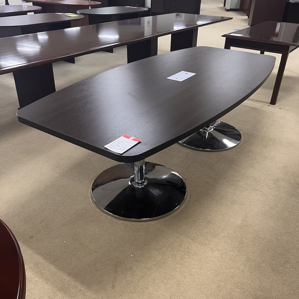 8 Ft x 44" Espresso Laminate Boat Shaped Conference Table with Chrome Legs | Office Furniture ...