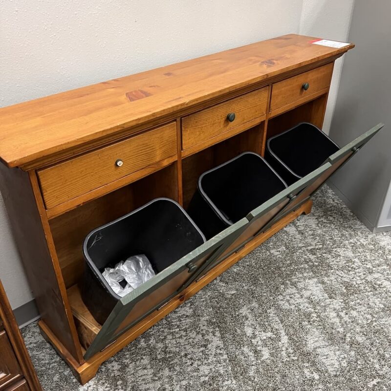 61" W x 35" H Cherry and Green Trash and Recycling Bin Sorting Station ...