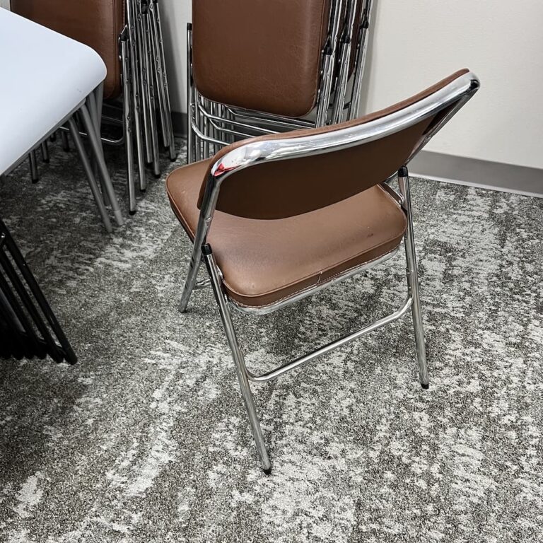 Chrome and Brown Vinyl Padded Event Folding Chairs | Office Furniture ...